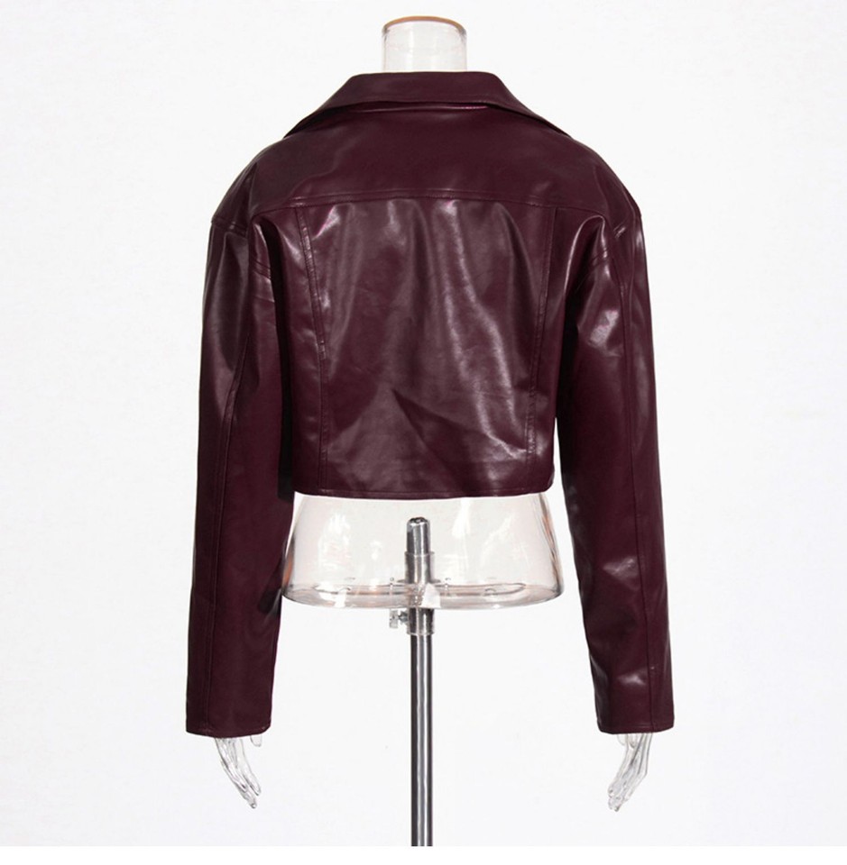 Retro American Style Womens PU Leather Cropped Short Coat Jacket Lapel ...