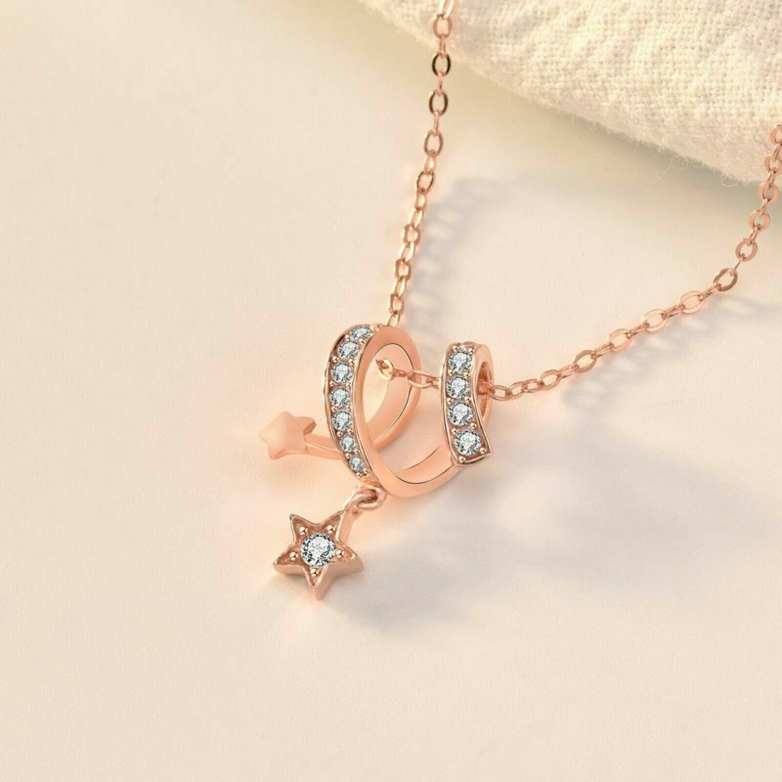 Girl CZ Wish Meteor Stars 925 Sterling Silver Necklace,Rose Gold ...
