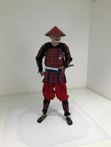 Samurai Jingasa red Japanese traditional triangle Hat iron Protector ...