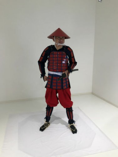 Samurai Jingasa red Japanese traditional triangle Hat iron Protector ...