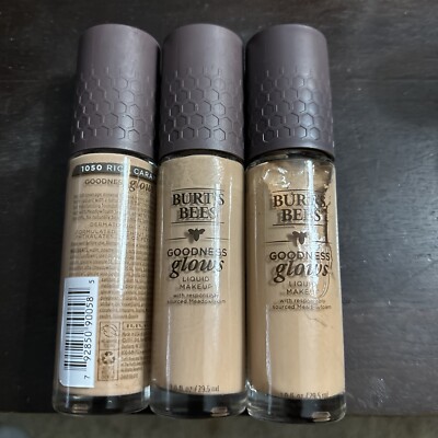 Lot Of 3 BURT'S BEES Goodness Glows Foundation, 1050 Rich Caramel | eBay