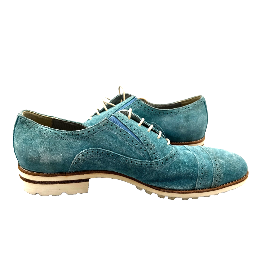 Sandro G. Blue Suede Shoes Oxford Derby Men’s 10.5 Leather Dress Slip ...