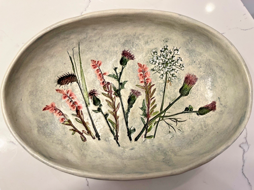 Salt Marsh Pottery Lg Wall Hang Embossed Jewelweed Thistle Flower 2006 ...
