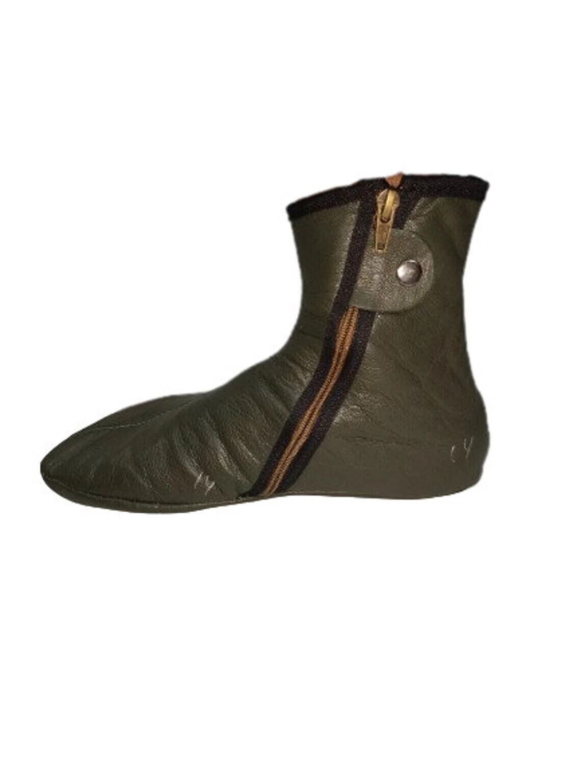 Azad Winter Socks Green Premium Leather Zipper Socks High Ankle Khuff ...