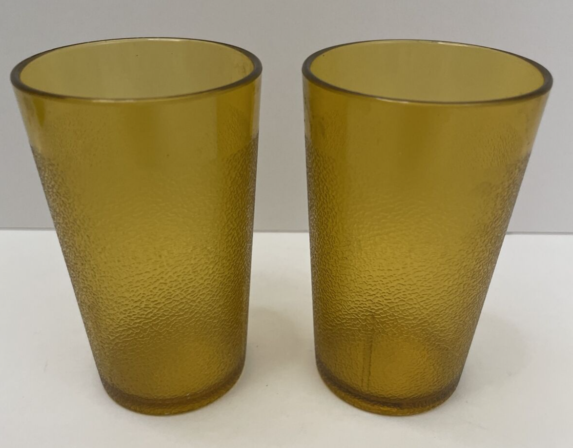 2 Sysco Plastic Restaurant 6oz Juice Glasses 3.75" tall Brown Amber ...