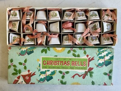Vintage Set Of 24 Mini Christmas Bells w/ Light Red Ribbons | eBay