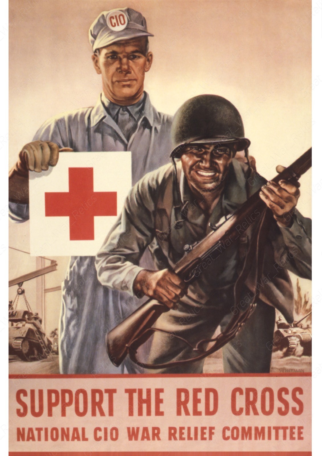 American Red Cross Propaganda Poster - Support the Red Cross Vintage ...