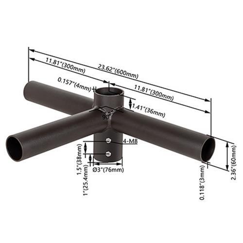 Tenon Adapter, Round Pole Tenon Spoke Triple Bracket, 90 Degree Arms ...