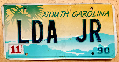 SOUTH CAROLINA VANITY LICENSE PLATE " LDA JR " SC LARRY LINDA LUCY ...