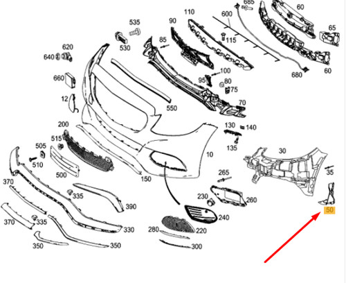 NEW MB C W205 FRONT BUMPER BOTTOM MOUNTING SET A2058853865 A2058853965 ...
