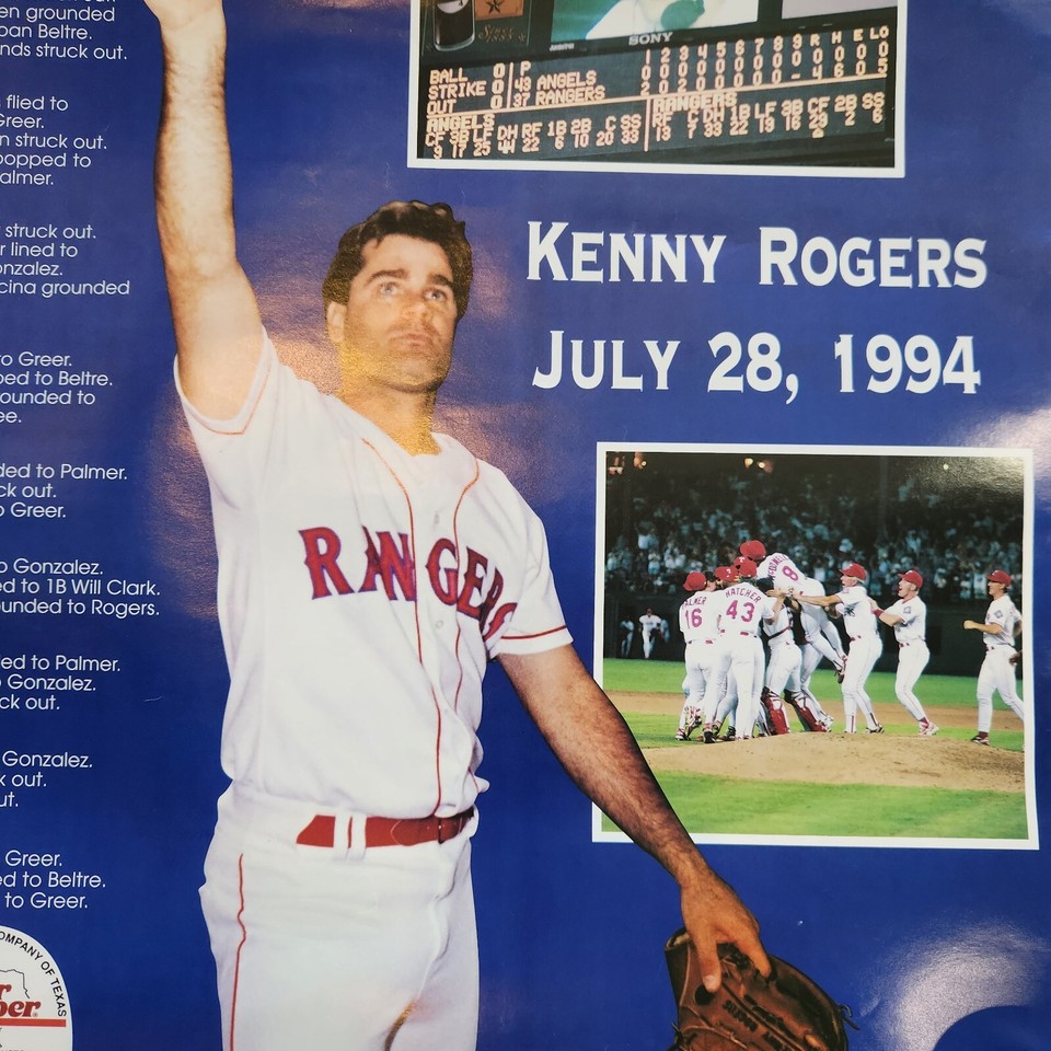 ORIGINAL VINTAGE POSTER KENNY ROGERS PERFECT GAME JULY 28 1994 TEXAS ...