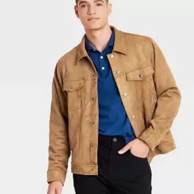 NEW Men's Faux Suede Trucker Jacket - Goodfellow & Co Brown S | eBay