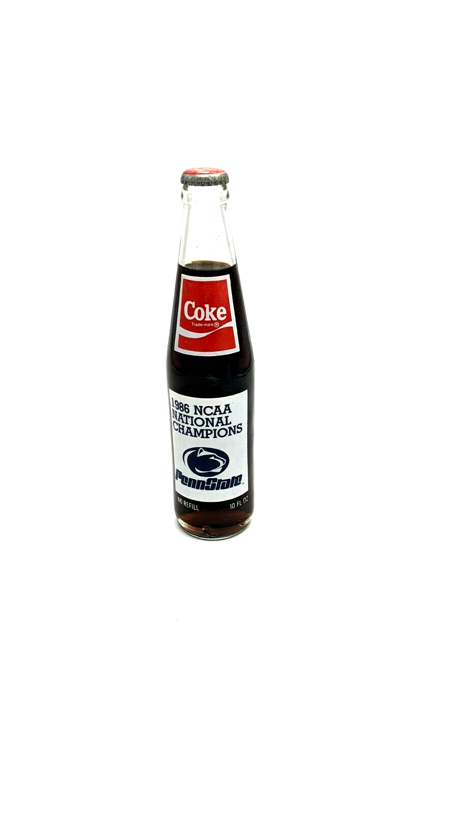 PENN STATE 1986 NCAA National Champions Coke Glass BOTTLE Keepsake Joe ...