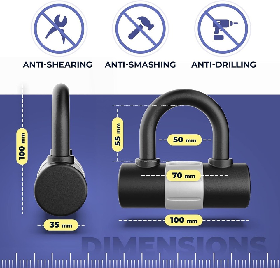 Bike Chain Lock 3foot/90cm Long Heavy Duty Chain Lock Durable 10mm ...