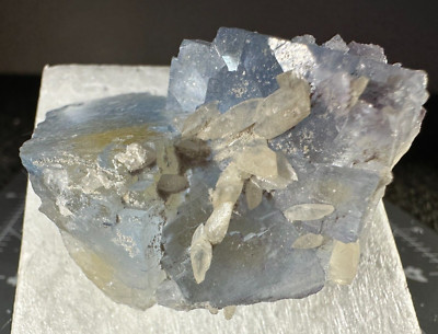 2-1/4" ICE BLUE FLUORITE CUBES with CALCITE XLS Cave In Rock Illinois ...