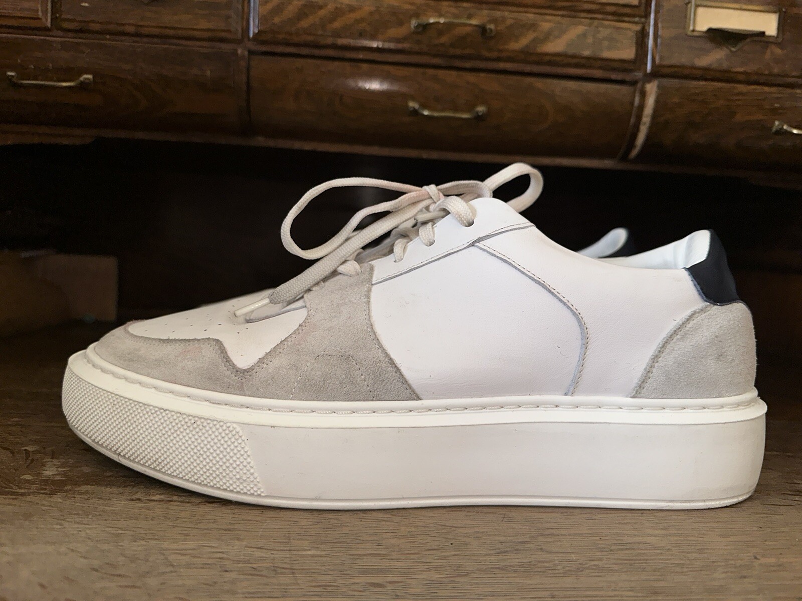 ARNE Men’s Casual Fashion Sneakers White Gray Blue Leather / Suede SZ ...