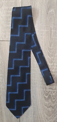 Hugo Boss Navy & Electric Blue Zig-zag Pattern Silk Tie | eBay UK