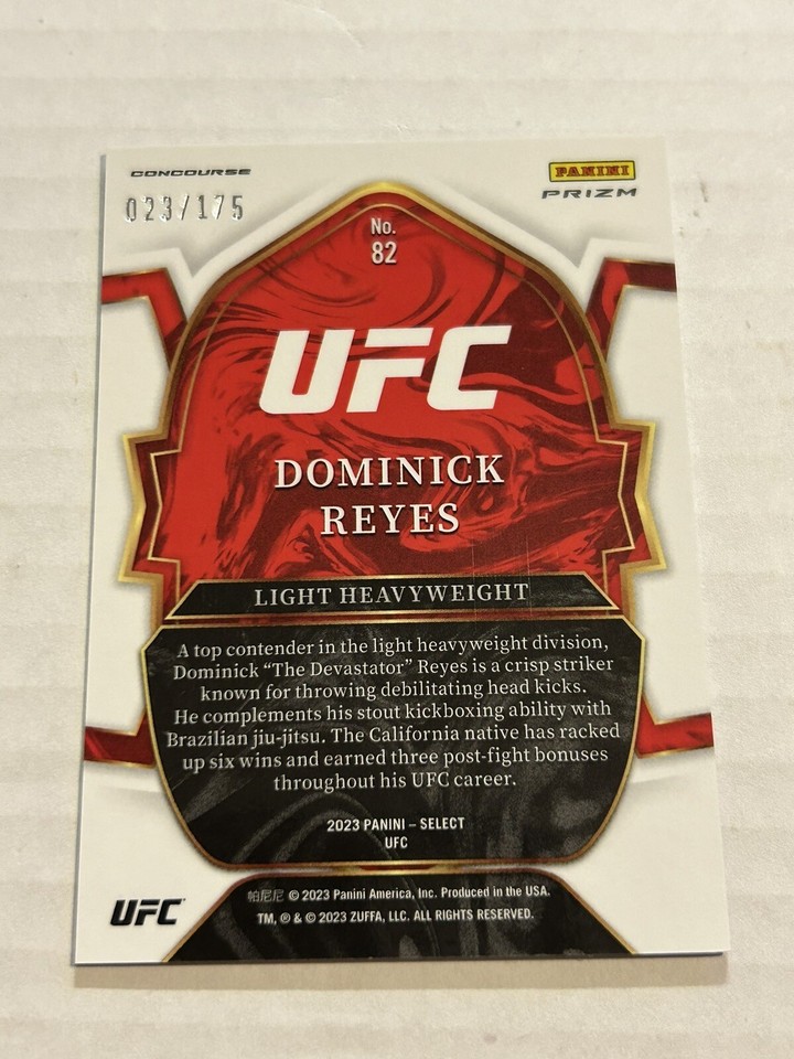 2023 SELECT UFC DOMINICK REYES 23/175 RED PRIZM SP | eBay