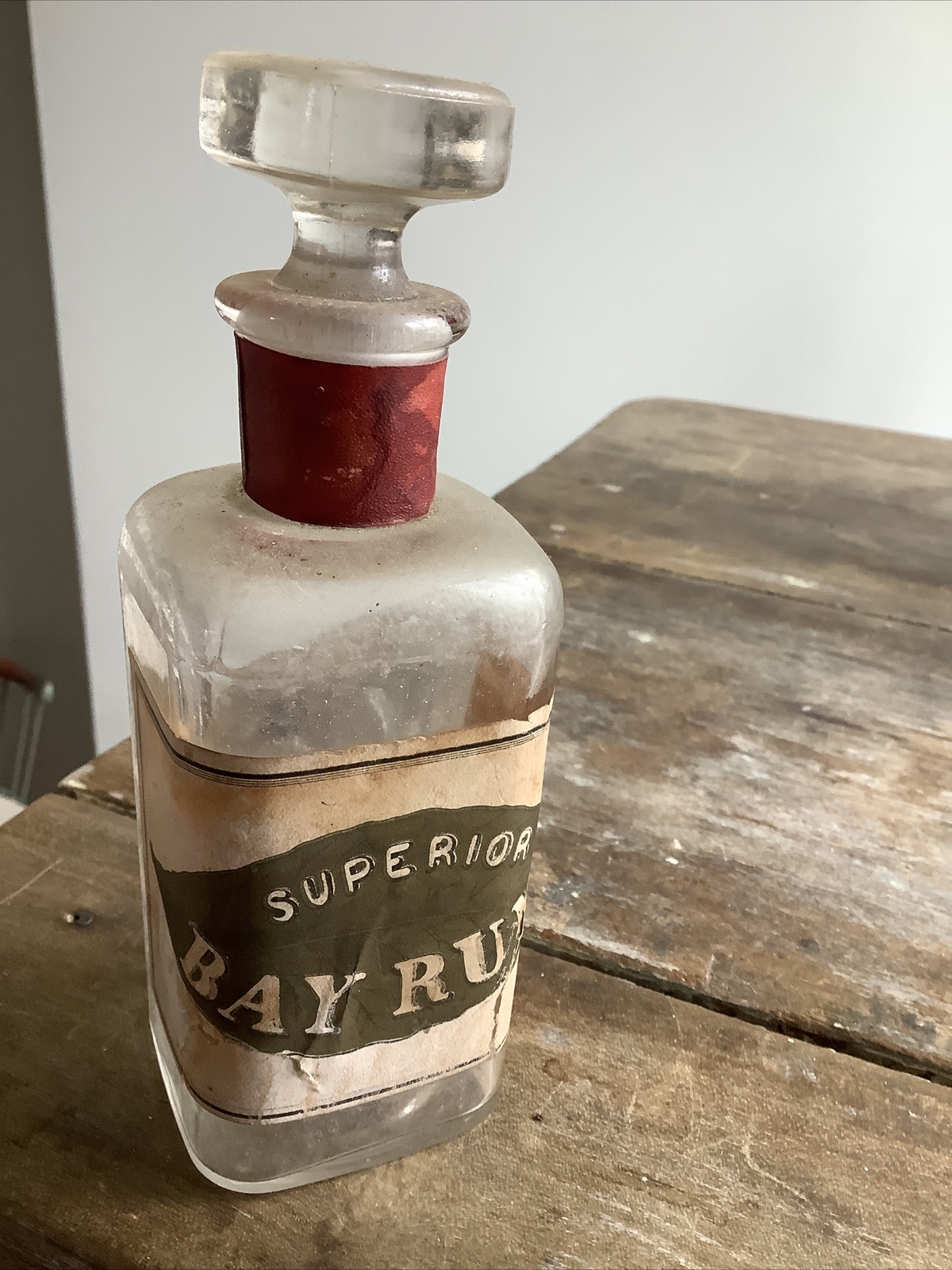 vintage bottle superior bay rum label attached antique empty Cologne ...