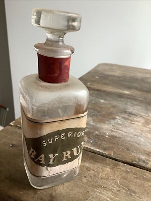 vintage bottle superior bay rum label attached antique empty Cologne ...
