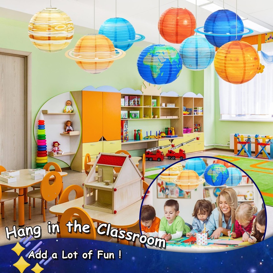 Space Paper Lanterns 8PCS 12 Inch Hanging Planets Lantern Out of This ...