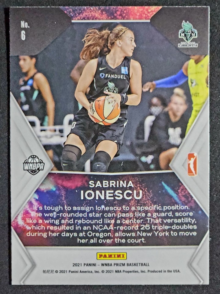 2021 Panini Prizm WNBA Fireworks Insert Card Sabrina Ionescu #6 Liberty ...