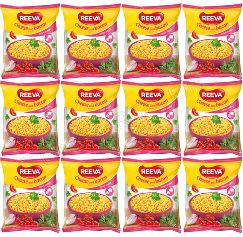 12 REEVA CHEESE & BACON Flavor Instant Ramen Noodle Soup Snacks ...