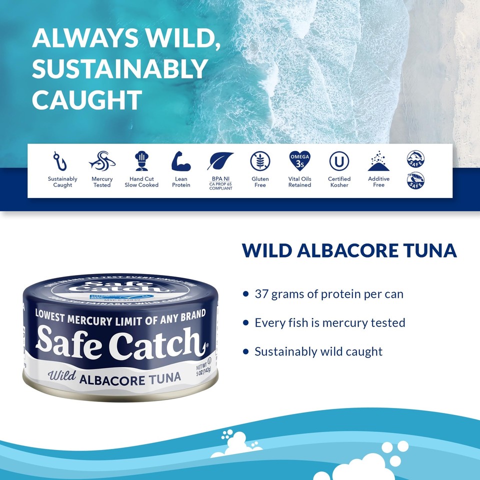 Safe Catch Wild Albacore Tuna Canned Low Mercury Can Tuna Fish Steak ...