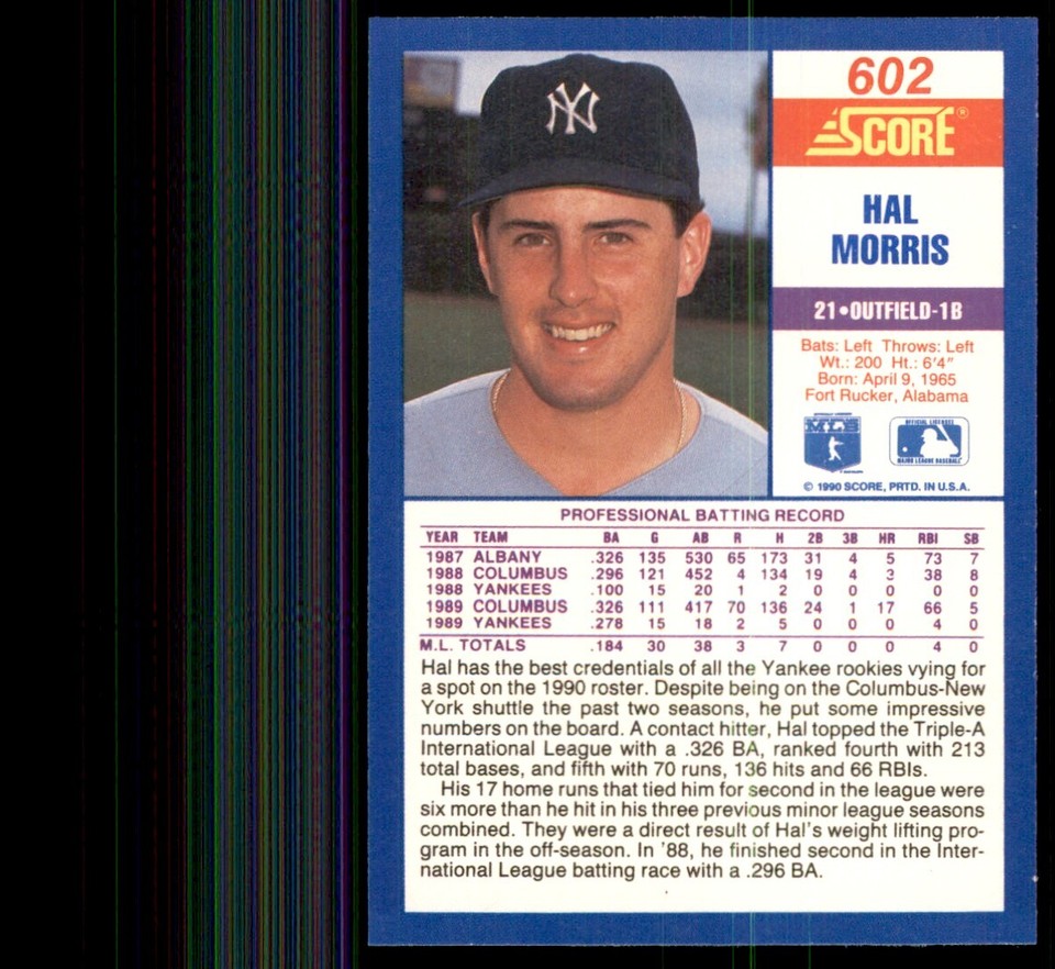 1990 Score Hal Morris Rookie Baseball Cards #602 | eBay