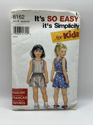 Simplicity 8162 Kids Easy Summer Top and Shorts Pattern Size 3 4 5 6 7 ...
