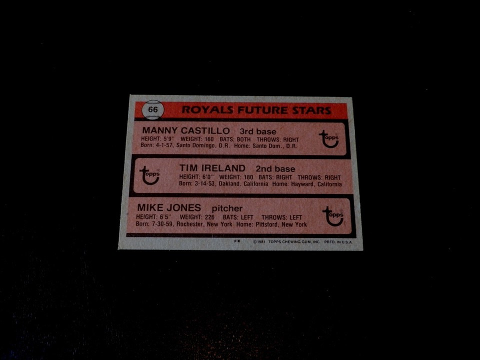 Mike Jones Autographed 1981 Topps KC Royals Rookie Baseball Card #66 ...