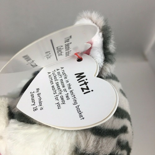 Ty Beanie Baby Bellies MITZI Grey Tabby Cat (6 inch) Stuffed Animal ...