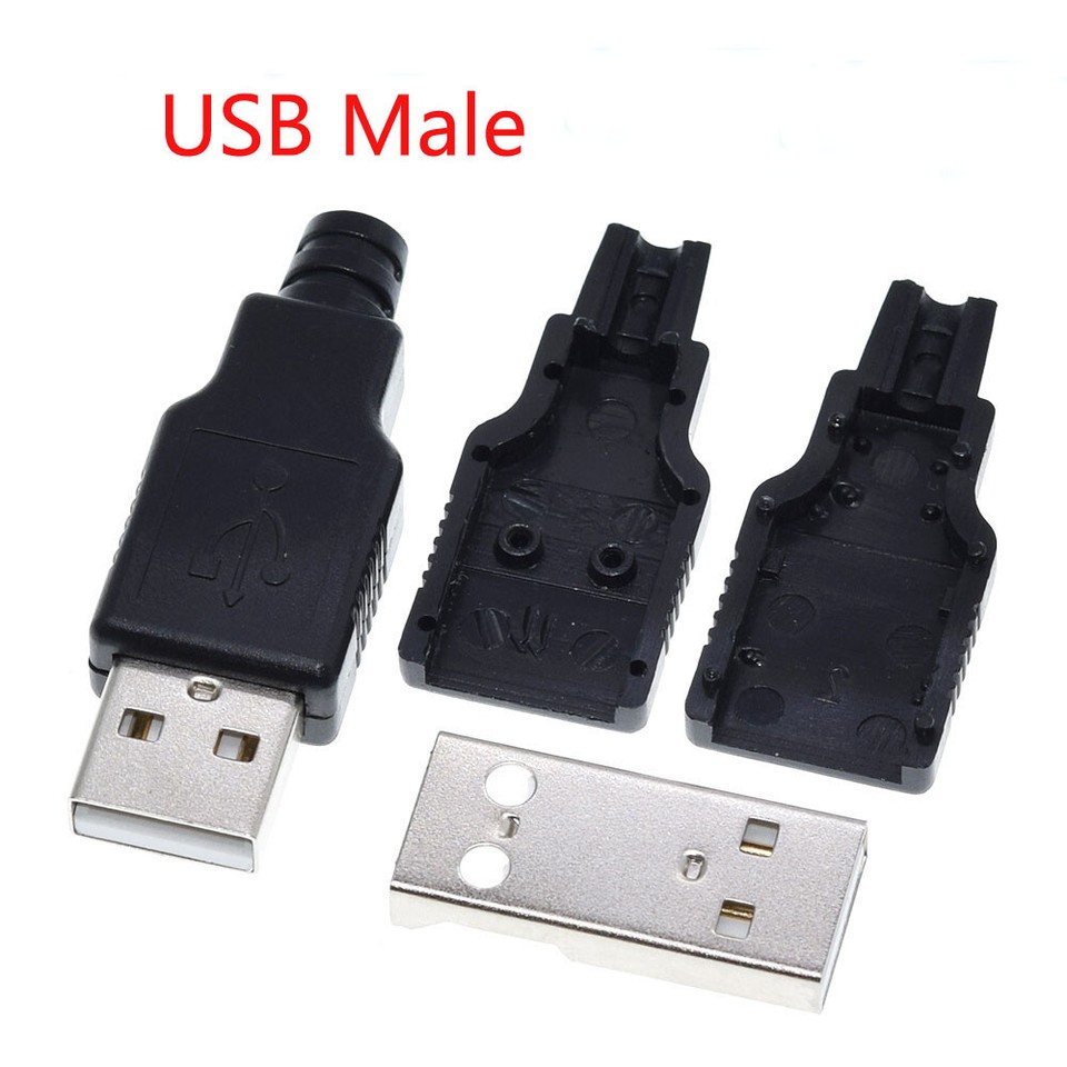 USB Male Female 4 Pin Socket Connector Plug DIY Adapter Cable Solder ...