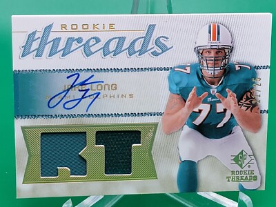 Jake Long Rookie Patch Auto 21/25 NFL Dolphins Upper Deck SP Threads RC ...