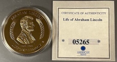 American Mint LIFE AND LEGACY Coin - Abraham Lincoln Gettysburg Address ...