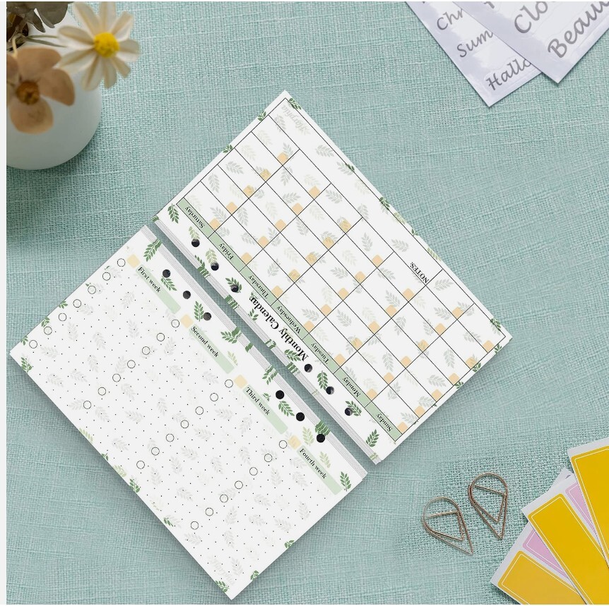 2025/2026 Planner Monthly Paper Kit, for 6-Holefilofax A6 Binder, 6.73 ...