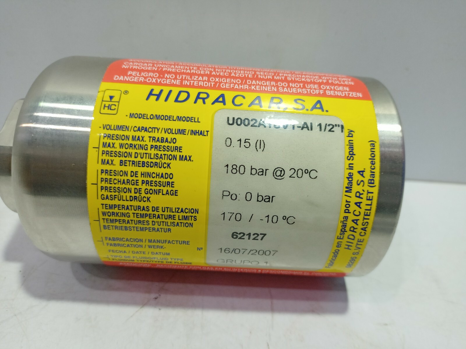 Hidracar U002A18V1-AI ½”NPT Pulsation Damper | eBay