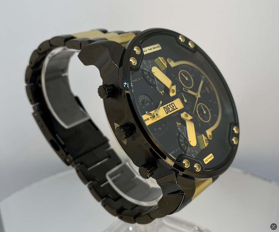 2025 Brand New Diesel Mr. Daddy 2.0 Black and Gold PVD Plated DZ7465 | eBay