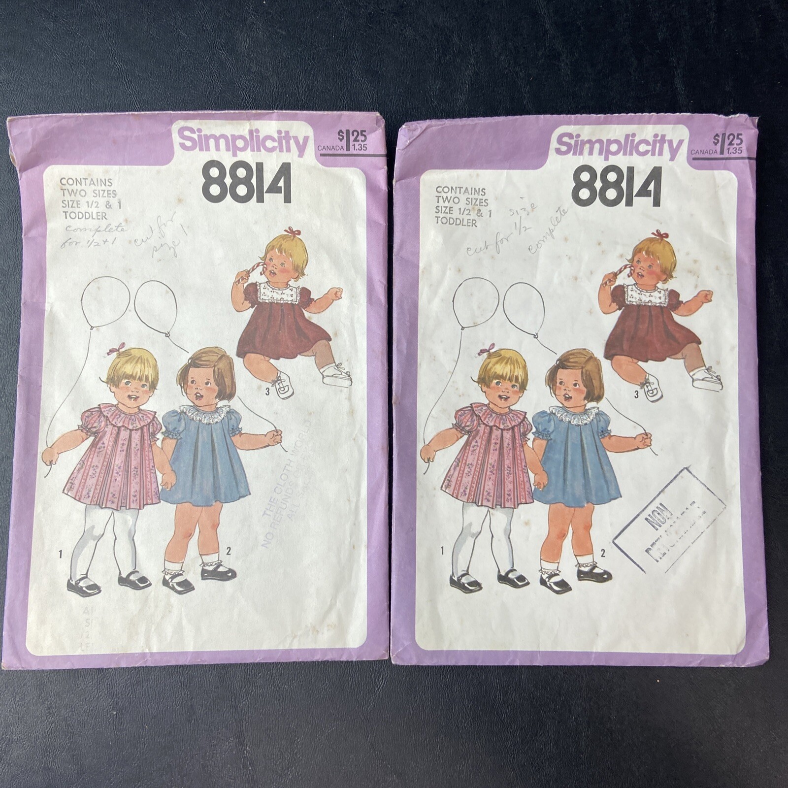 Vintage Simplicity 8814 Toddlers Dress Size 1/2 & 1 COMPLETE | eBay
