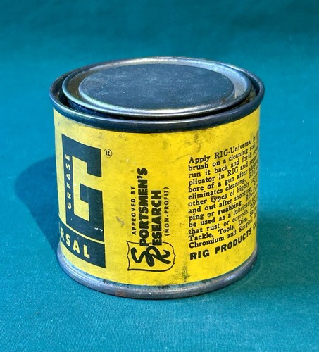 Rig Rust Inhibiting Grease Tin Can Empty Gun Cleaning Yellow Black 50's ...