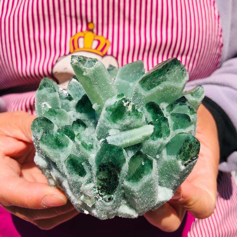4.55LB 3pcs Newly discovered green phantom quartz crystal cluster ...