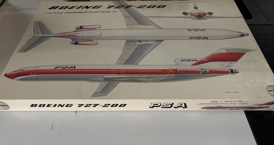 Delta Boeing 727-200 1/48 Scale Unassembled Paper Model Kit 3-D Paper ...