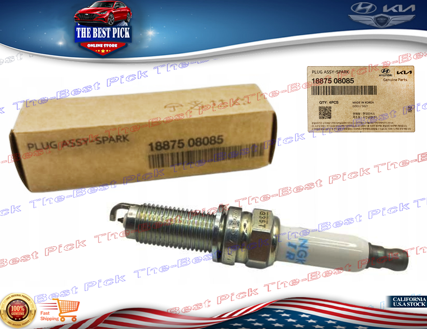 ⭐GENUINE⭐ 1PC Engine Spark Plug 21-23 Kia K5 Sorento Sportage 1.6L ...