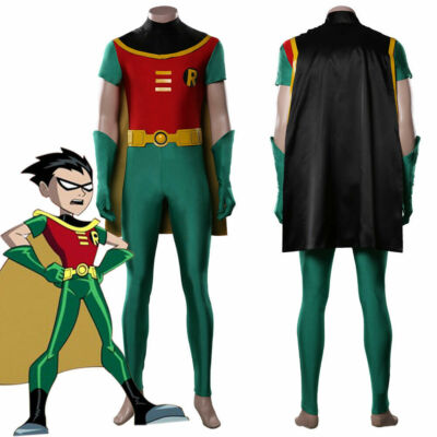 Teen Titans Robin Cosplay Costume Jumpsuit Halloween Outfit Cape | eBay