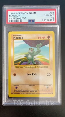 PSA 10 GEM MINT Machop 52 SHADOWLESS 1999 Base Set WOTC Pokemon Card | eBay
