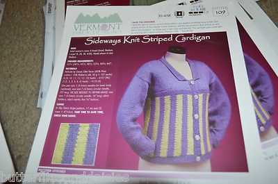 Vermont Fiber Designs Knitting Pattern 109 Sideways Striped Cardigan Up ...
