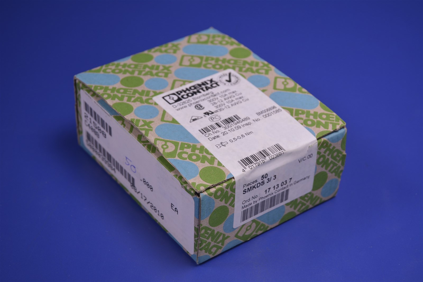 50 Phoenix Contact D-32825 Pluggable 3-Pole Screw Terminal Block for 30 ...