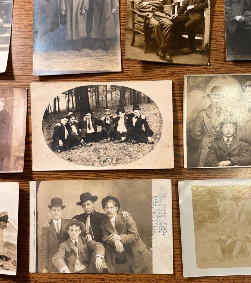 13 Antique Real Photo Postcards Groups Men Affectionate Poses Gay ...
