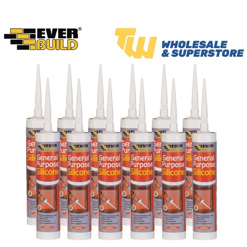 Everbuild General Purpose Silicone Sealant 12x Tubes All Colour 280ml ...