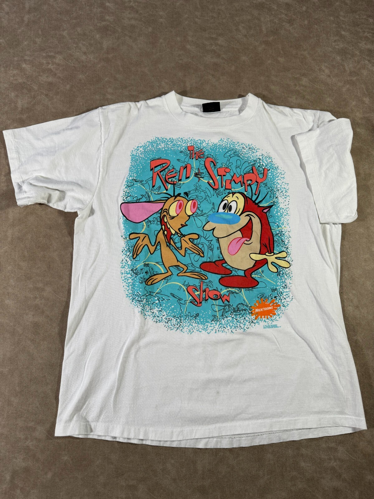 Vtg 1991 Nicktoons Ren and Stimpy Show Graphic Mens S… - Gem